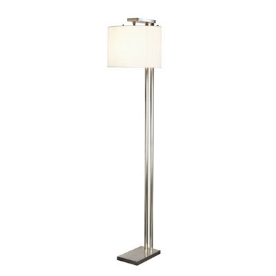 Elegant Brushed Nickel Floor Lamp With White Shade And Led Bulb by B&Q ...