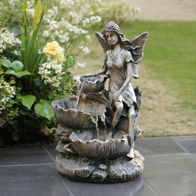 Lifeideas Outdoor Solar Powered Fairy Cascading Water Feature Garden ...