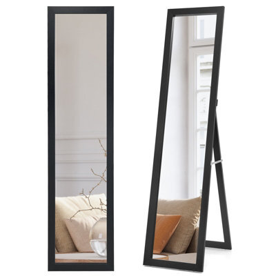 Costway Full-Length Wood Frame Mirror Freestanding/wall Mounted Mirror ...