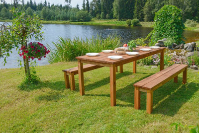 Buttercup Farm Buttercup Cesis Garden Table-Set - Wood - L200 X W78 X ...