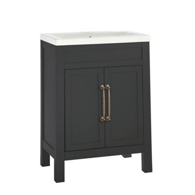 Homestylestore 615mm Black Grey Floorstanding Bathroom Vanity Unit And ...
