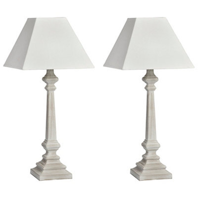 Dibor Set Of 2 French Style Table Lamp Brushed Wood Desk Lamp With ...