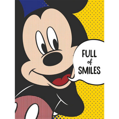 Disney Full Of Smiles Mickey Mouse Canvas Print Yellow/black (40Cm X ...