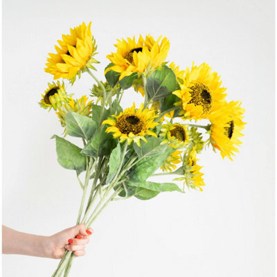 Blooming Artificial Artificial Sunflower Stems - 6 Pack Bundle, 3 ...