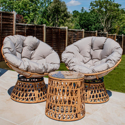 BPS Access Solutions Bps Deluxe Rattan Garden Bistro Set - Swivel Chair ...