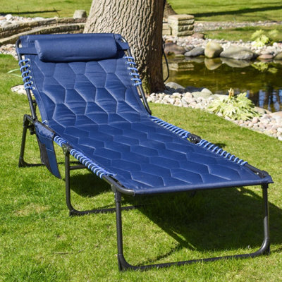 BPS Access Solutions Bps Deluxe Padded Sun Lounger - Blue & Black - Set ...
