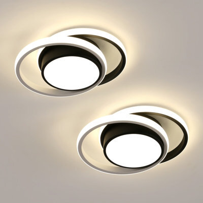 Pheashine Black White Double Round Led Aluminum Ceiling Light Neutral ...