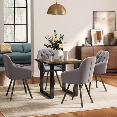 Living And Home Solid Wood Square Dining Table With Metal Legs 800X800 ...