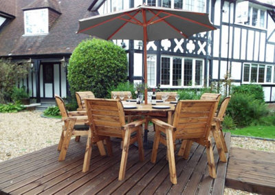 Charles Taylor Trading Charles Taylor 8 Seater Wooden Round Garden ...