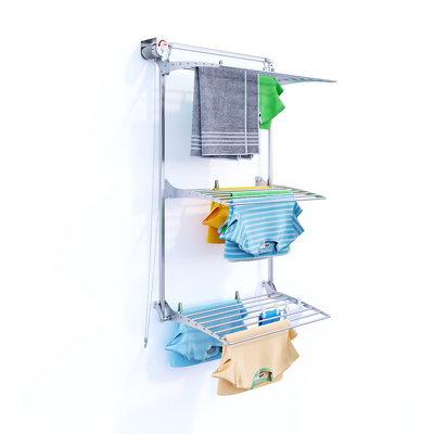 Foxydry Tower 88 Cm Grey, 3-Tier Foldable Wall-Mounted Clothes Drying ...