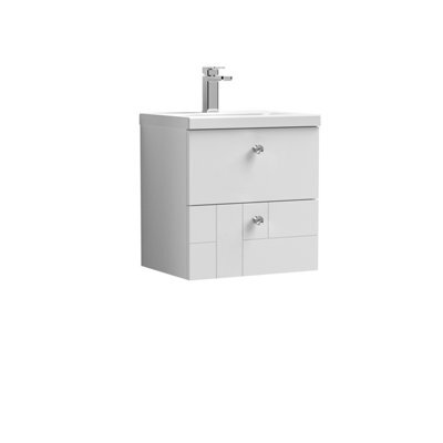 Balterley Cube Wall Hung 2 Drawer Geometric Vanity Basin Unit & Ceramic ...