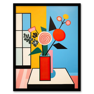 Wee Blue Coo Floral Cubism Pop Art Cubist Vibrant Living Room Wall Art ...