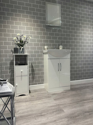 Dbs Bathrooms Grey Metro Tile Effect Gloss Pvc Bathroom Wall Panels ...