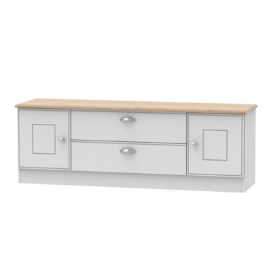 Albert 2 Door 2 Drawer Superwide Tv Unit In Grey Matt & Oak (Ready ...