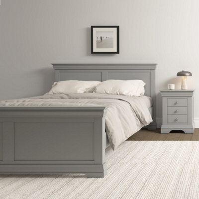 Seconique Bordeaux 5Ft King Size Bed High Foot End Pebble Grey (Partial ...