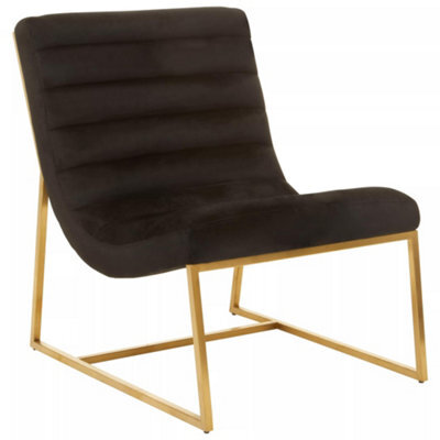 Orsina Black Velvet Cocktail Chair, Modern Art-Deco Black Velvet Accent ...