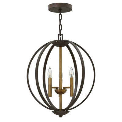 Elegant 3 Bulb Ceiling Pendant Light In Spanish Bronze With Led E14 ...