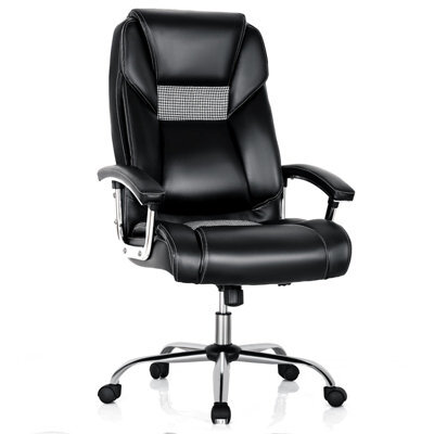 Costway High-Back Executive Chair Pvc Leather Upholstered Home Office ...