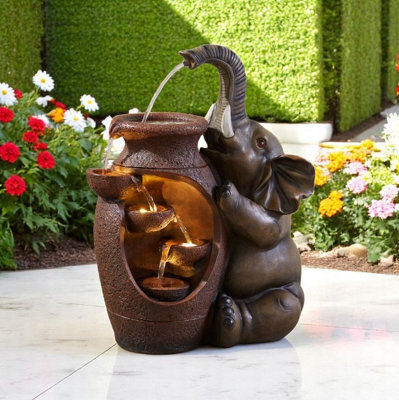 Solar Elephant Water Feature Fountain by B&Q | ufurnish.com