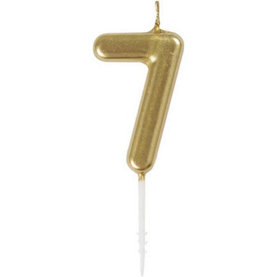 Unique Party 7 Metallic Mini Birthday Candle Gold (One Size) by B&Q ...