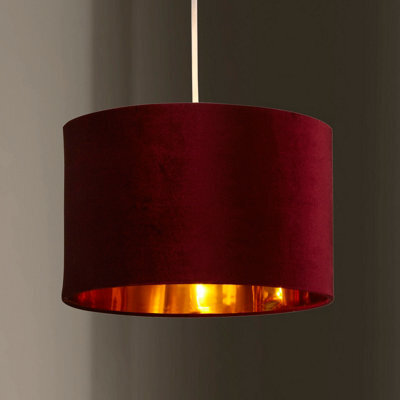 K Living Deco Velvet Ceiling Pendant Or Lamp Shade In Wine With Gold ...