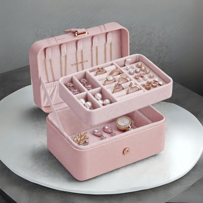 Songmics Jewelry Box, Travel Jewelry Case, 2-Layer Jewelry Holder ...