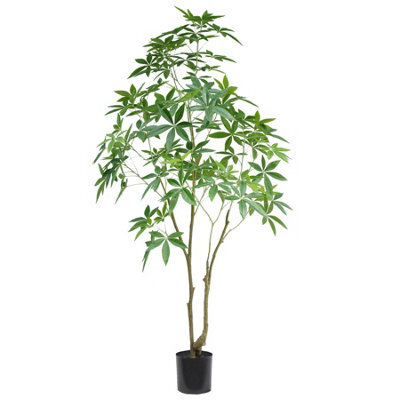 Leaf 210Cm Artificial Money Tree Pachira Realistic Faux Tree by B&Q ...