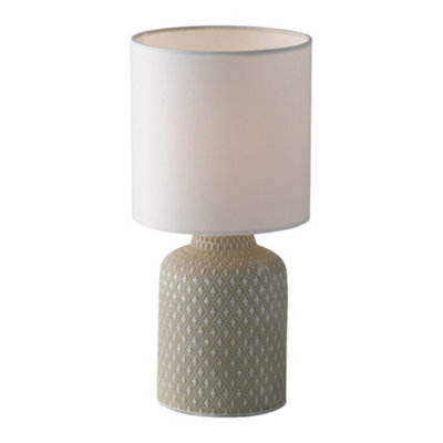 Luminosa Lighting Luminosa Ravello Table Lamp With Round Shade Grey, Ceramic With Fabric ...
