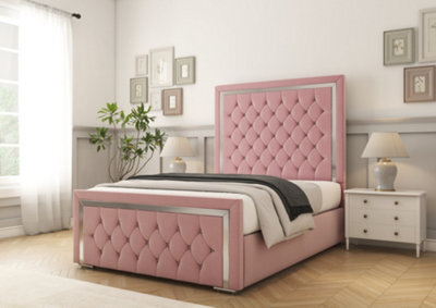 Comfort Beds Sofia Gold Blush Plush Bed Frame by B&Q | ufurnish.com