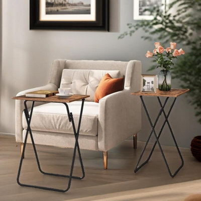 Rafaelo Mobilia Set Of 2 Folding Side End Tables by B&Q | ufurnish.com