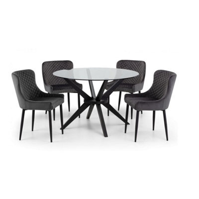 Ashfield Hayden Dining Table & 4 Luxe Grey Chairs by B&Q | ufurnish.com
