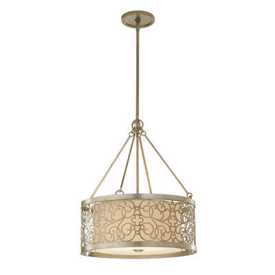 Elegant 4 Bulb Ceiling Pendant Light Fixture With Silver Leaf Patina ...