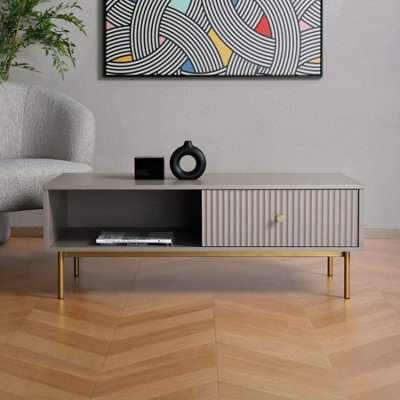 Devon - Coffee Table With Drawer - Grey by B&Q | ufurnish.com