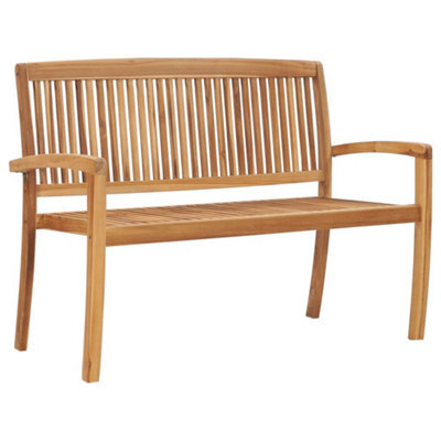 Walplus 2-Seater Stacking Garden Bench 128.5 Cm Solid Teak Wood by B&Q ...