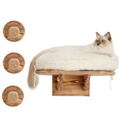 Novecrafto Wall Cat Bed With Set Of 3 Round Sisal Rope Cat Shelves ...