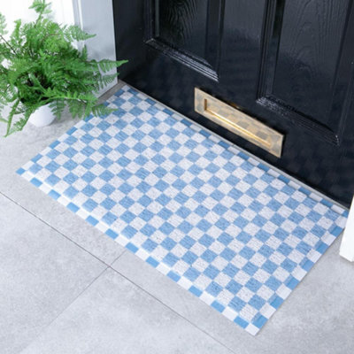 Native Natural Blue Check Doormat (70 X 40Cm) by B&Q | ufurnish.com