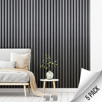 Kraus Easy Living - Alder Grey - Acoustic Slat Wall Panel X5 Pack (L) 240Cm X (W) 60Cm - 5 Panel ...