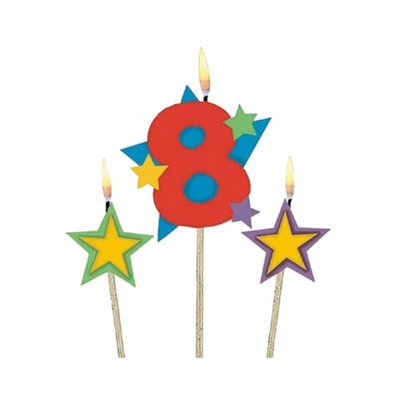 Amscan Number 8 Stars Candles (Pack Of 3) Multicoloured (One Size) by B ...