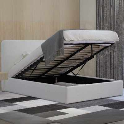 Home Source Serenity Small Double Ottoman Storage Gas Lift Boucle ...