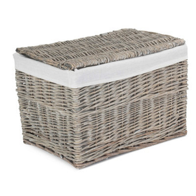 Red Hamper Eh158 Wicker 47Cm Grey Wash Finish Storage Hamper Basket by ...
