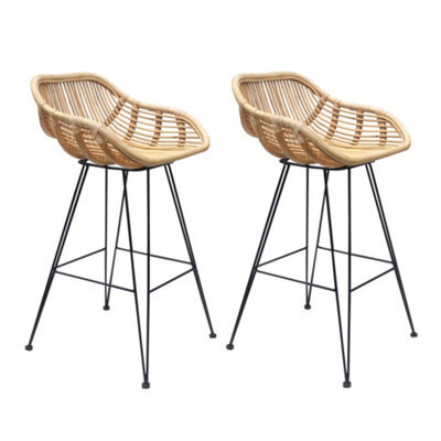 Bo Living Bodan 97Cm - Tall Bar Stools - Set Of 2, Natural Rattan Seat ...