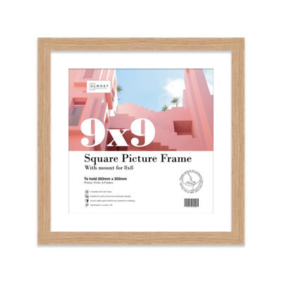 "9X9"" Oak Picture Frame - 9X9"" Square Frame With 8X8"" Mount For 9X9 ...