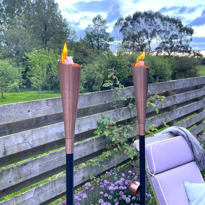 Outdoor Copper Oil Torch - Garden Patio Lighting - Garden Tiki Torch On ...