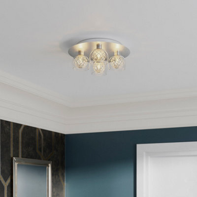 GoodHome Carmenta Spiral Glass & Metal Chrome Effect 4 Lamp Ceiling ...