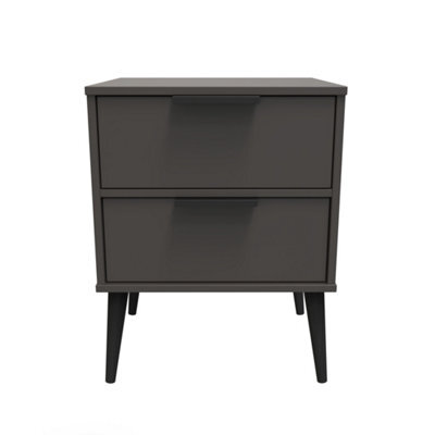 Fuji 2 Drawer Bedside Cabinet In Graphite (Ready Assembled) by B&Q ...