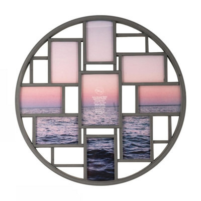 DEENZ 9 Picture Round Multi Aperture Photo Frame Holds 6X4 / 5X7 Inch ...