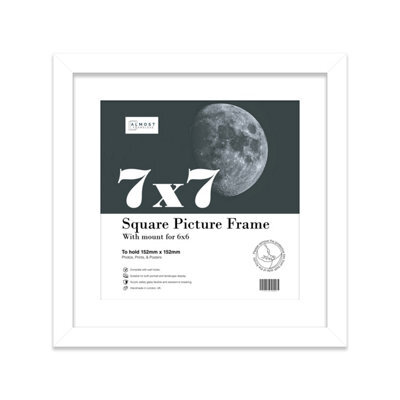 "7X7"" White Picture Frame - 7X7"" Square Frame With 6X6"" Mount For ...