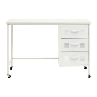 Orsina Durable Three Drawer White Desk, Versatile Office Desk For Home ...