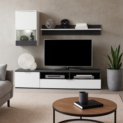 Roco Modular Tv Unit With Storage Modern Design White And Dark Pine ...