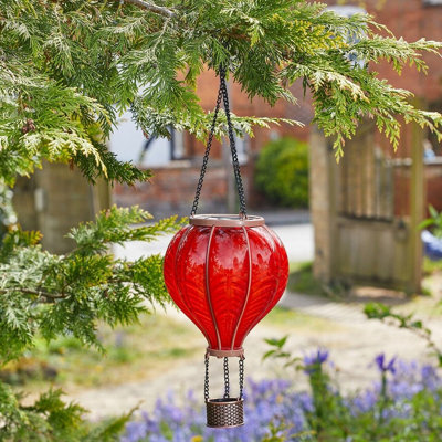 Solar Powered Red Fiesta Flaming Balloon Lantern - Weatherproof Outdoor ...